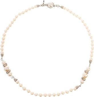 Alessandra Rich Femme, Accessoires, Gris, Taille: ONE Size Collier de perles avec ornements en cristal