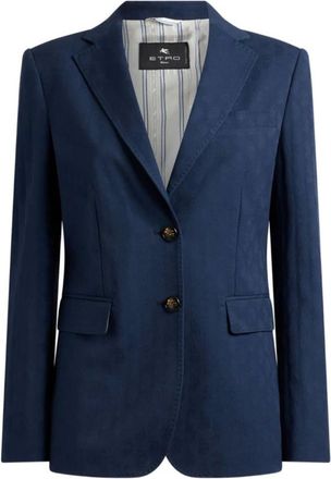 Etro Femme, Vestes, Bleu, Taille: 38 FR Veste crois&eacute;e en jacquard de coton stretch avec motif micro-cachemire