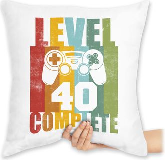 Shirtracer Kissen 40x40 Zierkissen - 40. Geburtstag - Level 40 complete Vintage - 40 x 40 cm - Wei&szlig; - jahre 40-er zehnunddreissig zum 40ig tshirt originelles 40s