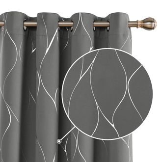 Deconovo Verdunkelungsgardinen mit &Ouml;sen dicke Thermovorhang K&auml;lteschutz Thermogardine Hitzeschutz, L&auml;rmschutz Vorh&auml;nge, Moderne Gardinrn f&uuml;r Wohnzimmer, 240x14