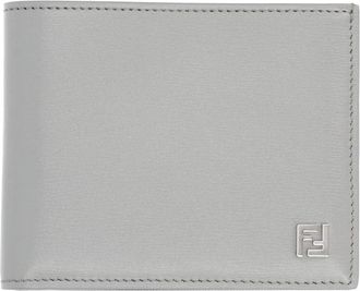 Fendi Squared FF Motif Calf Leather Wallet - Gray