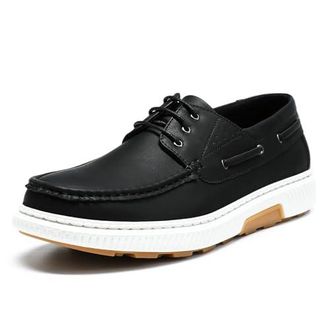 AlltheMen Chaussures en Cuir Homme Casual Formal Oxford &agrave; Lacets Basses Basket Sneakers Costume Mariage Noir 45