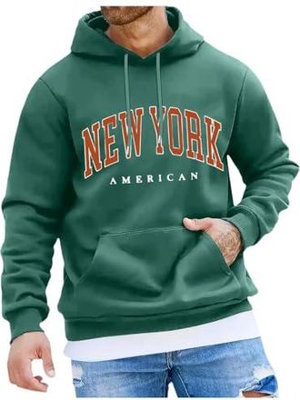 Generic Sweat a Capuche Homme Hooded Sweatshirt Sweatshirt &agrave; Capuche Homme, Pullover &agrave; Manches Longues avec Imprim&eacute; Ville, Casual et Textur&eacute;