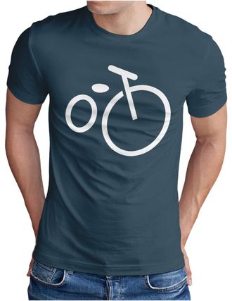 OM3 Minimalistic Bicycle Fahrrad T-Shirt - Herren - Rad Bike Radsport Radfahrer - Denim, XXL