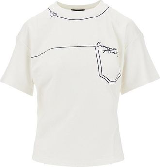 Emporio Armani Embroidered interlock jersey T-shirt Woman S