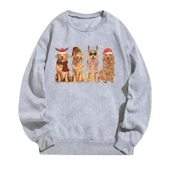 Generic Pull Femme De Noel Chic Sweat Femme Manches Longues Col Rond sans Capuche Confortable Design DéContracté Ample Et Tendance pour Un Style Quotidien