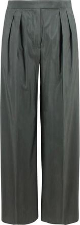 Max Mara Femme, Pantalons, Vert, Taille: 38 FR Pantalon Large Tailleur en Laine et Soie