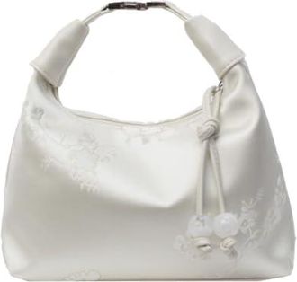 Generic &Eacute;l&eacute;gant sac &agrave; main &agrave; bandouli&egrave;re avec broderie de style chinois, sac &agrave; main portable en toile, beige, Blue