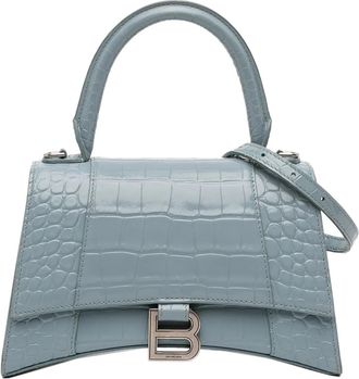 Balenciaga Hobo Bags - Small Croc Embossed Hourglass Top Handle Bag - Gr. unisize - in Blau - f&uuml;r Damen