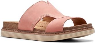 Clarks Sandales plates Arwell Walk pour femme, Nubuck pêche, 6 Wide