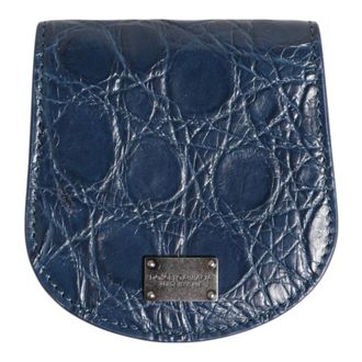 Dolce & Gabbana Homme, Accessoires, Bleu, Taille: ONE Size Exotic Skin Coin Case