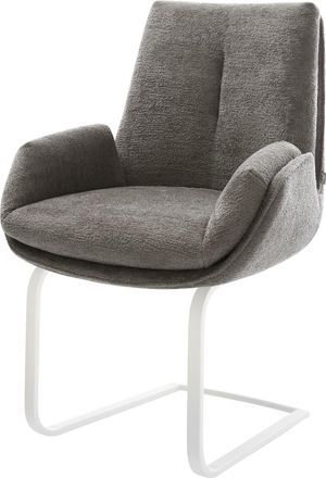 DELIFE Schwingstuhl Clea-Flex Freischwinger flach Wei&szlig; Boucl&eacute; Soft Schlamm