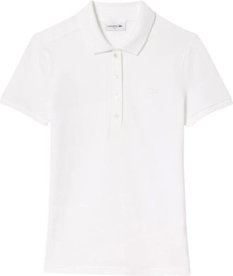 Lacoste Femme, Tops, Blanc, Taille: 48 FR L.12.D Polo Slim Fit Stretch en Mini Piqu&eacute;