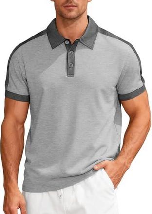 Generic DENGJIAMY Polo d&eacute;t&eacute; tendance &agrave; manches courtes pour homme - V&ecirc;tements basiques classiques - Patchwork - Chemise de golf d&eacute;contract&eacute;e pour les affaires