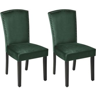 Beliani Lot de 2 Chaises Tapissées en Velours Vert de Qualité Confort dAssise Optimal et Élégance pour Salle à Manger Rétro Glamour Beliani