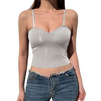 Generic Haut au crochet pour femme - Bustier push-up basique lisse - Pour club de f&ecirc;te - Noir - Bustier &agrave; bretelles spaghetti - Pour sortir, minceur, bustier,