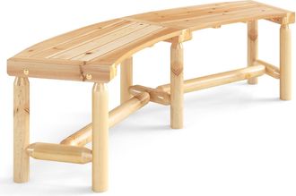 Costway GOPLUS Gartenbank Holz, Gebogene Holzbank f&uuml;r 2-3 Personen, Sitzbank ohne Lehne mit 360 kg Tragf&auml;higkeit, Terrassenbank wetterfest f&uuml;r Veranda, Garten