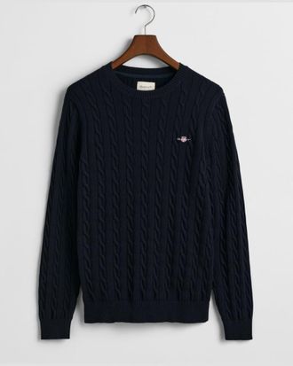 GANT Leichter Pullover mit Zopfstrickmuster und Logo-Stickerei in
