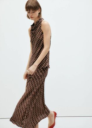 Mango Jupe asym&eacute;trique carreaux marron - Femme - 32 - MANGO