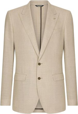 Dolce & Gabbana Homme, Costumes, Beige, Taille: L Veste en laine &agrave; motif oeil-de-perdrix &agrave; simple boutonnage