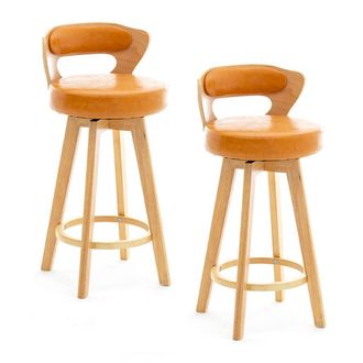 Generic Drehbarer Barhocker, 2Er-Set, Gepolsterte Sitze Aus Pu-Leder, Bequemes Massivholz, Einfache Montage, f&uuml;r K&uuml;chentheken Und Barhocker