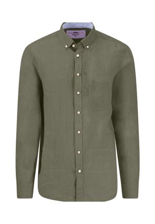 Fynch-Hatton Herren Premium Leinenhemd mit Button-Down-Kragen, Olive, XXL