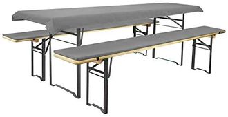 Brandsseller Lot de 3 - Ensemble de Coussins pour Mobilier de Brasserie 2 Coussins de Banc rembourrés 220x25 cm et 1 Nappe 240x70 ppour Tous Table de Jardin ou Cha