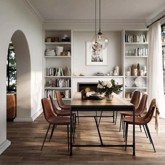 Five Lot de 6 Chaises Vladi Effet Cuir Marron Atmosphera