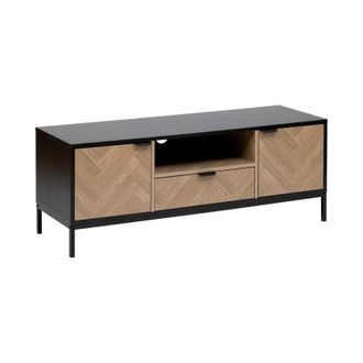 5five Simply Smart 5five Simply Smart - Meuble tv 2 Portes & 1 Tiroir Chevrons 120cm Naturel & Noir