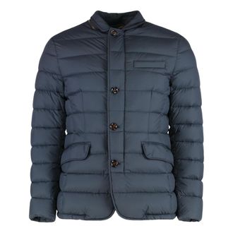 Moorer Homme, Vestes, Bleu, Taille: 4XL Doudoune avec inserts en cuir