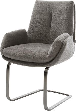 DELIFE Schwingstuhl Clea-Flex Freischwinger flach Graphit Boucl&eacute; Soft Schlamm