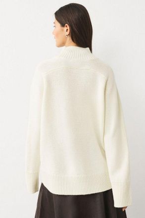 Next Strickpullover Grobstrickpullover mit Stehkragen und Wollanteil (1-tlg)