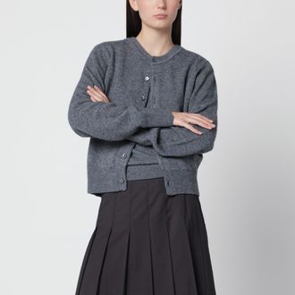 Dunst Anthrazitgrauer Kaschmir-Mischpullover mit V-Ausschnitt