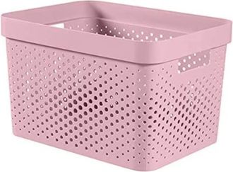 Curver Aufbewahrungskorb Infinity 17 l, recycelt, Mehrzweck-Aufbewahrung, stapelbar und stapelbar - 35,5 x 26,2 x 21,9 cm - Rosa