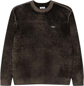 Obey Homme, Pulls, Noir, Taille: XL Pull en tricot avec effet spray