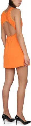 Moschino Concealed Zipper Cotton Mini Dress - Orange