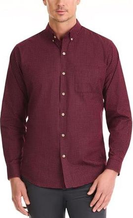Van Heusen Wrinkle Free Long Sleeve Button Down Shirt Chemise à Bouton Bas, Port Rouge, L Homme