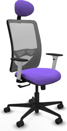 Piqueras y Crespo Hochwertiger B&uuml;rostuhl Zulema mit schwarzen und wei&szlig;en Armlehnen, h&ouml;henverstellbare Lendenwirbelst&uuml;tze und festes Kopfteil, ausgestattet mit 3 Positio