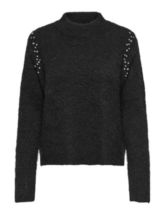 Only Damen Onlrina Life Ls Rhinestone Highneck KNT, Black, S