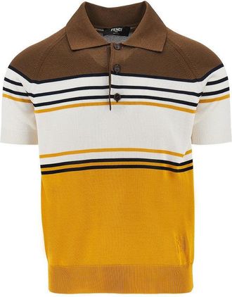 Fendi Striped knit polo shirt Man 48
