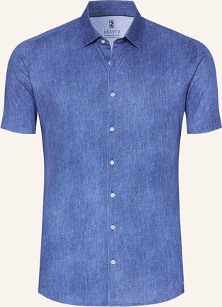 DeSoto Desoto Kurzarm-Hemd Slim Fit Aus Jersey blau