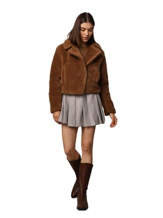 Only Damen Onlverona Teddy Jacket OTW Jacke, Braun, XL