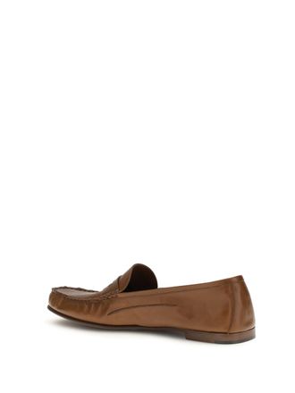 Versace Mens Leather Loafers Rovere-Gold Calf