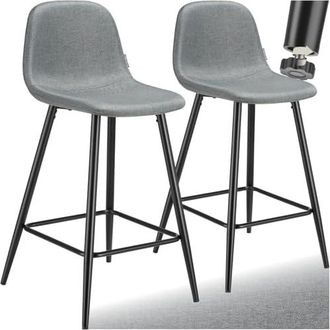 TecTake Lot de 2 Tabouret Bar en Tissu Chaise de Bar avec Repose-Pieds Chaise Haute Cuisine pour îlot Central H92cm Rembourrée avec Dossier Tabouret Haut Cuis