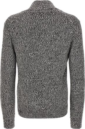Brioni Virgin Wool Moulin&eacute; Shawl Collar Cardigan - Gray