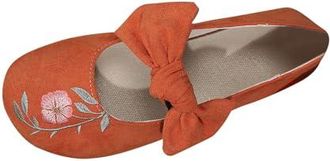 Generic Chaussures plates pour femme avec noeud et bout rond - Tendance - L&eacute;g&egrave;res et confortables - Respirantes - Coupe large - Chaussures Mary Jane - Pour le