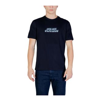 A|X Armani Exchange Homme, Tops, Bleu, Taille: L T-shirt en coton &agrave; manches courtes et col rond
