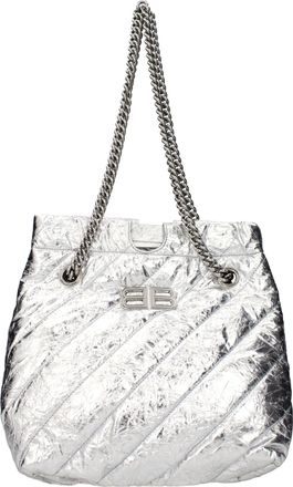 Balenciaga Femmes Sac &agrave; bandouli&egrave;re Crush en cuir argent&eacute;