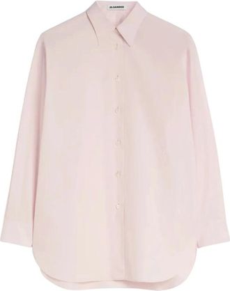 Jil Sander Chemise en popeline avec logo brod&eacute; - Femme - Blouses et Chemises - Rose - Taille: 34 FR