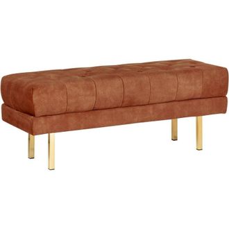 Beliani Banc en Velours Banquette de Lit Rembourr&eacute; Glam Pouf Pieds en M&eacute;tal Dor&eacute; Rouge Roseville
